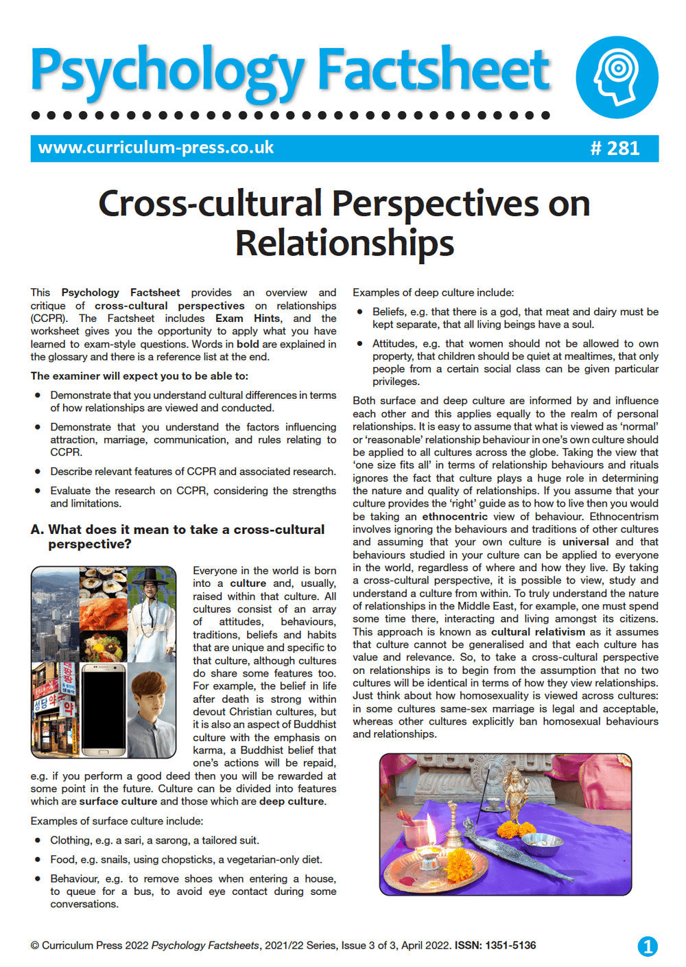 Cross-cultural Perspectives on Relationships - Curriculum Press Cross-cultural Perspectives on Relationships - Curriculum Press
